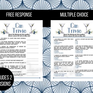 Printable Gin Trivia, Gin Games, Gin Tasting Activities, Bar Trivia ...