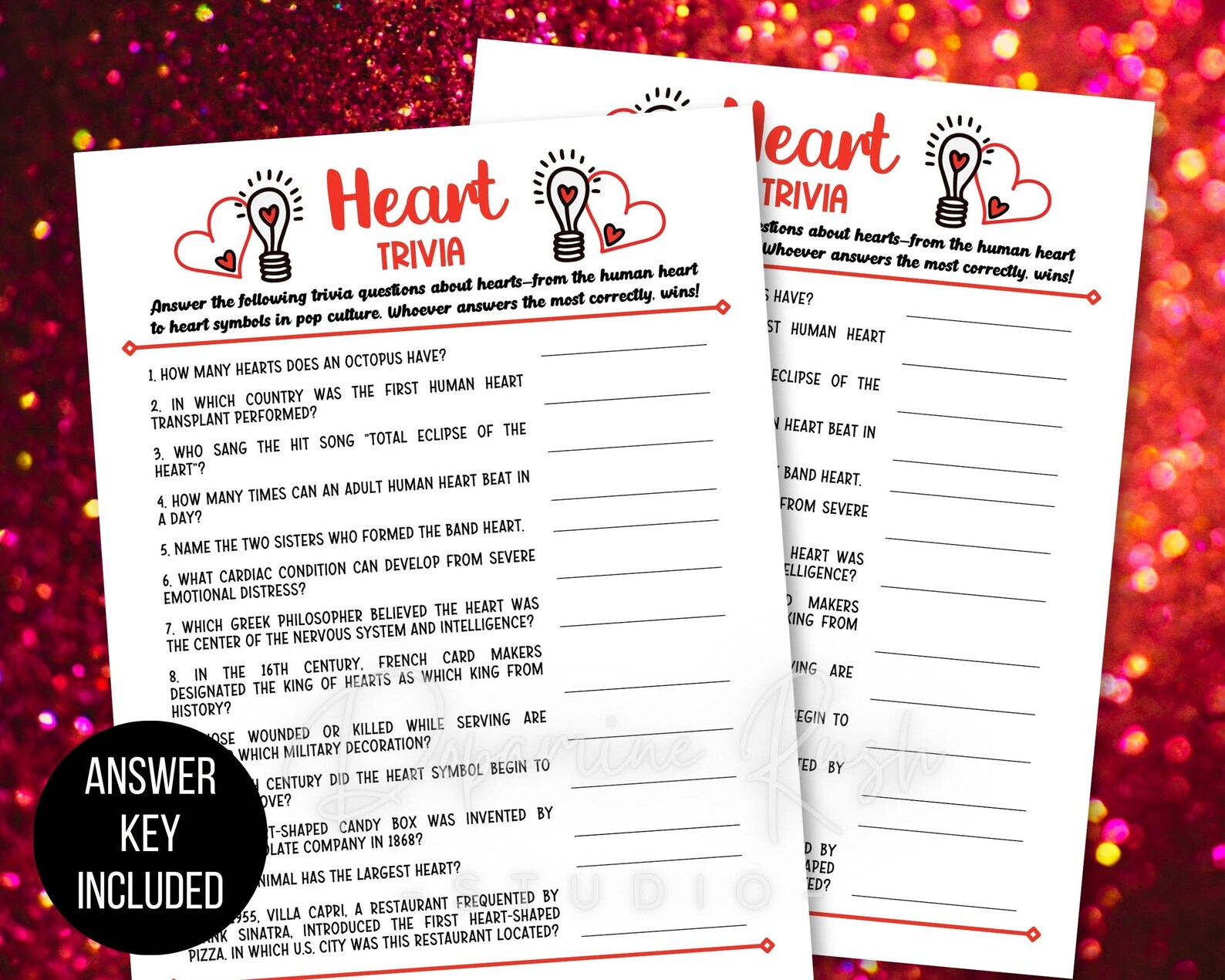 Printable Heart Trivia, Valentine’s Day Games, Valentine Trivia, Heart ...