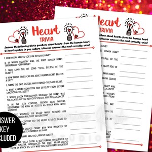 Printable Heart Trivia, Valentine’s Day Games, Valentine Trivia, Heart ...