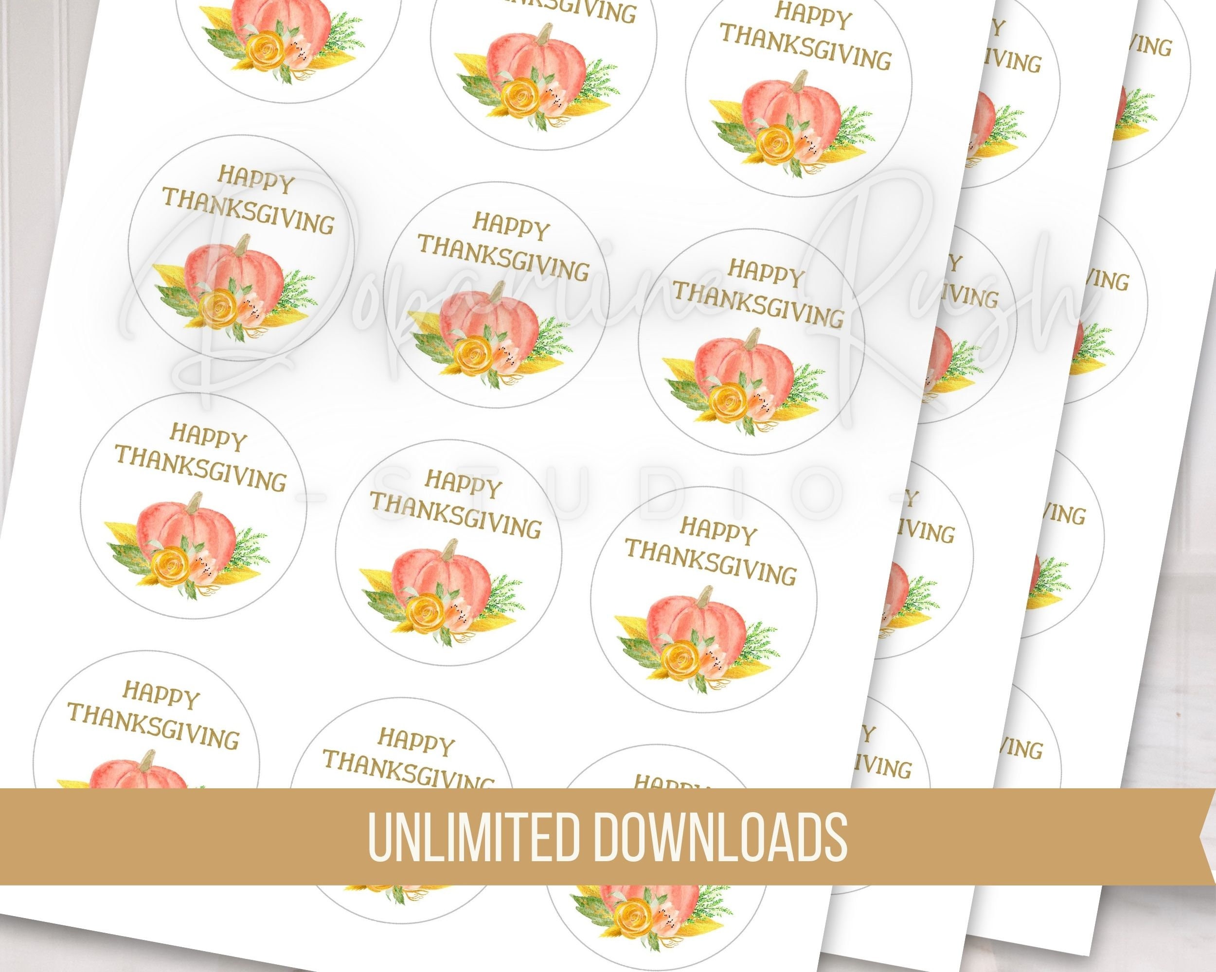 Printable Thanksgiving Cupcake Toppers Happy Thanksgiving | Etsy