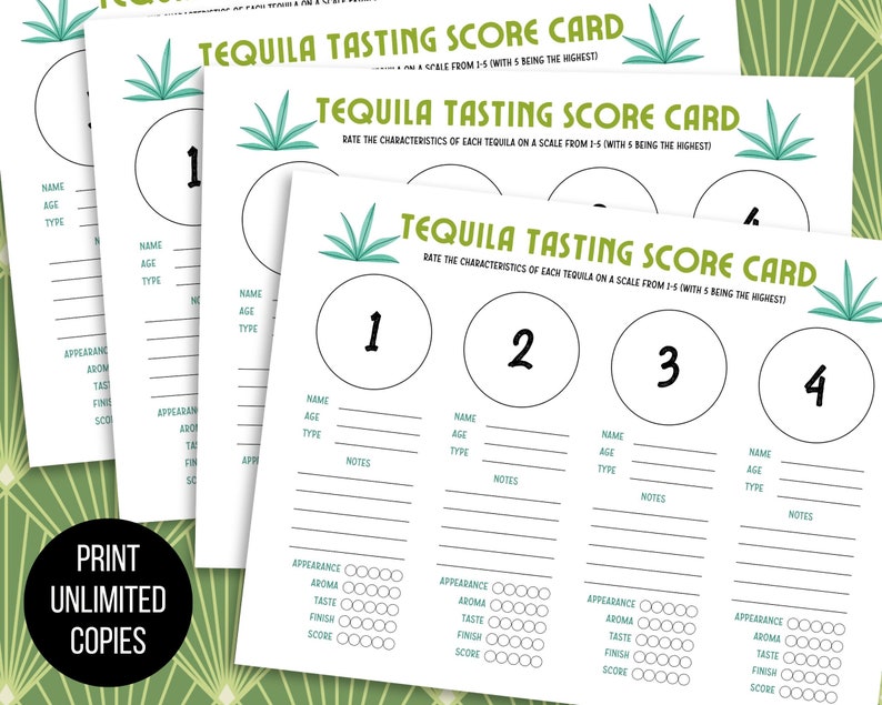Printable Tequila Tasting Bundle, Tequila Tasting Guide and Score Card ...