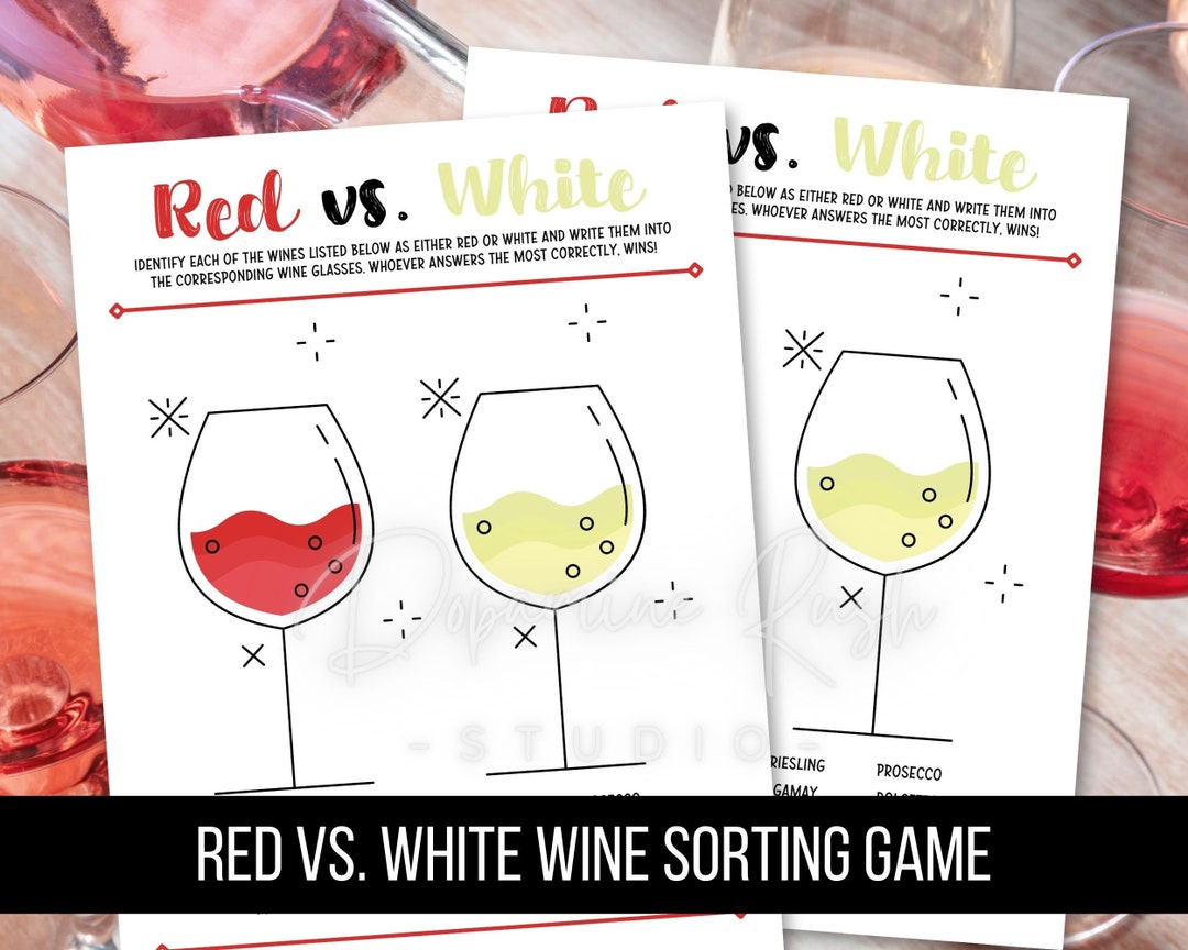 Printable Red Vs. White Wine Sorting Game, Wine Party Games, Adult ...