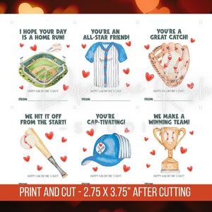 Printable Baseball Valentine 2.75 X 3.75" Cards, Baseball Classroom ...