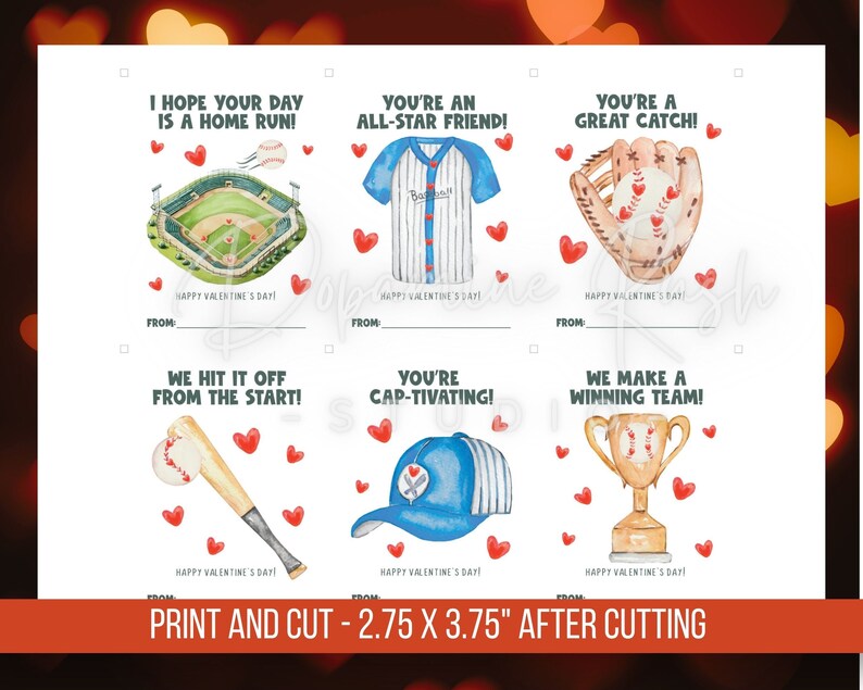 Printable Baseball Valentine 2.75 X 3.75" Cards, Baseball Classroom ...