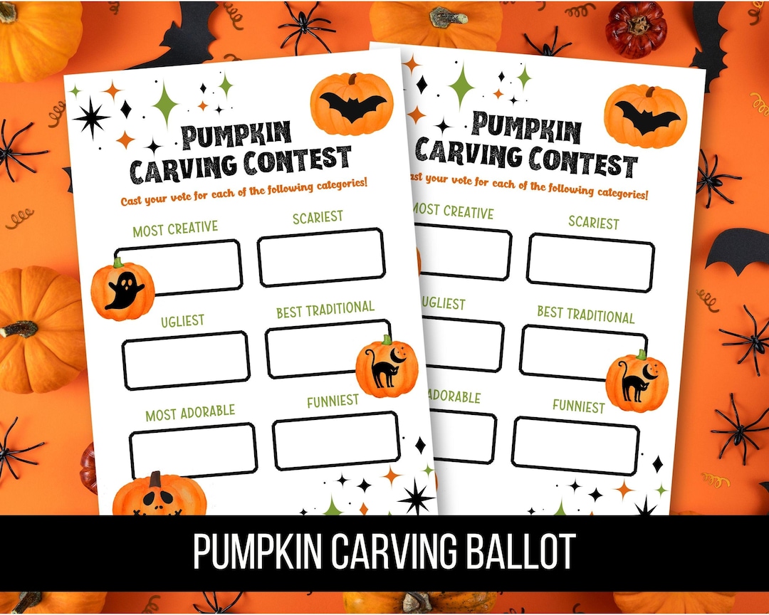 Printable Pumpkin Carving Contest Voting 5 X 7" Ballot, Halloween Party ...