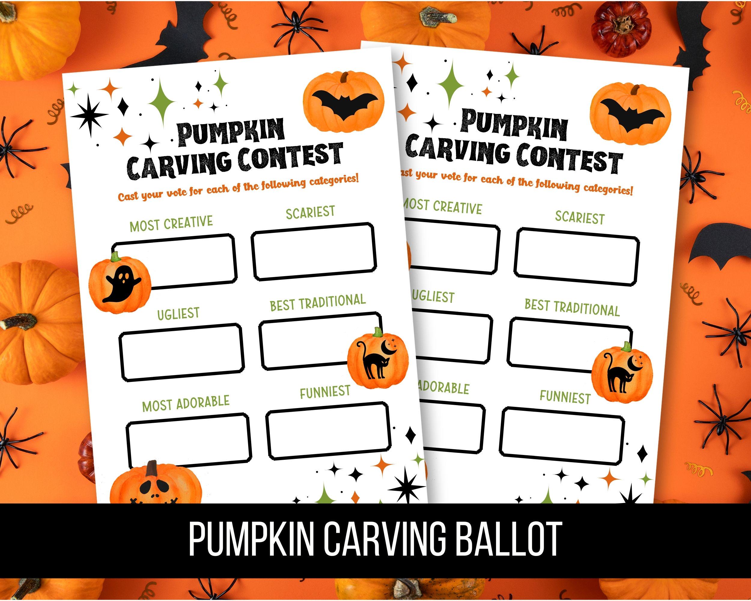 Printable Pumpkin Carving Contest Voting 5 X 7" Ballot, Halloween Party ...