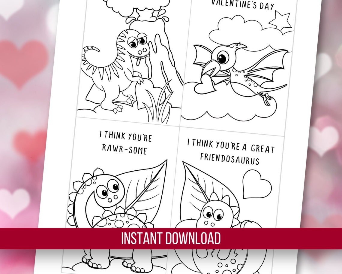 Printable Valentines Day Coloring Cards, Classroom Valentines ...