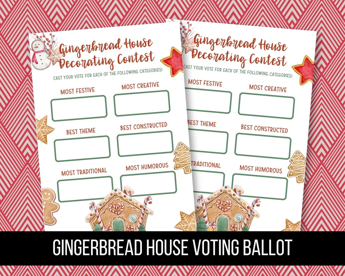 Printable Gingerbread House Decorating Contest 5x7" Voting Ballot ...