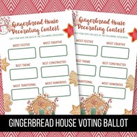 Editable Gingerbread House Voting Ballot, Voting Card, Red Christmas ...