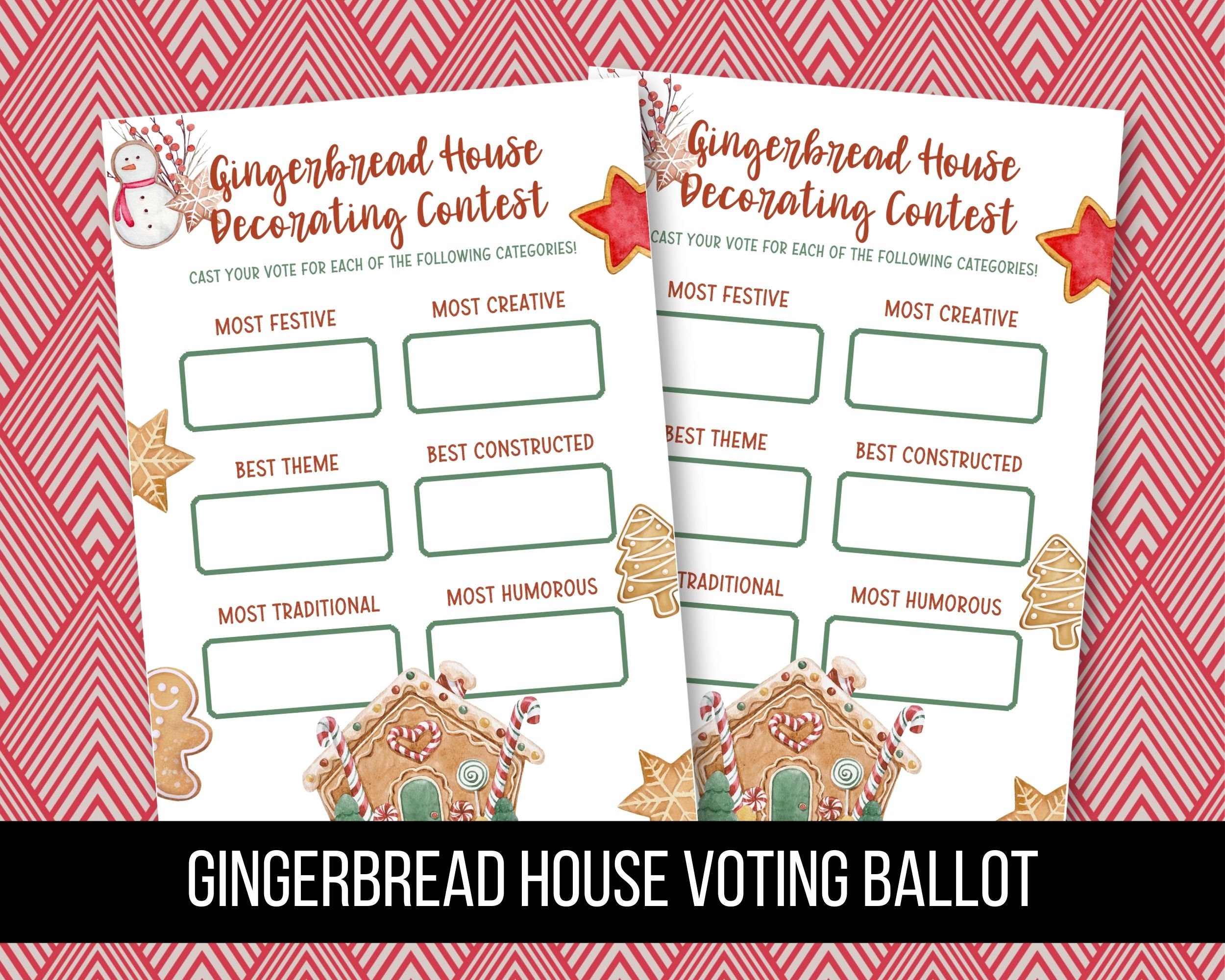 Printable Gingerbread House Decorating Contest 5x7" Voting Ballot ...