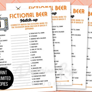 Printable Fictional Beer Match-up Game, Beer Games, Printable Beer ...