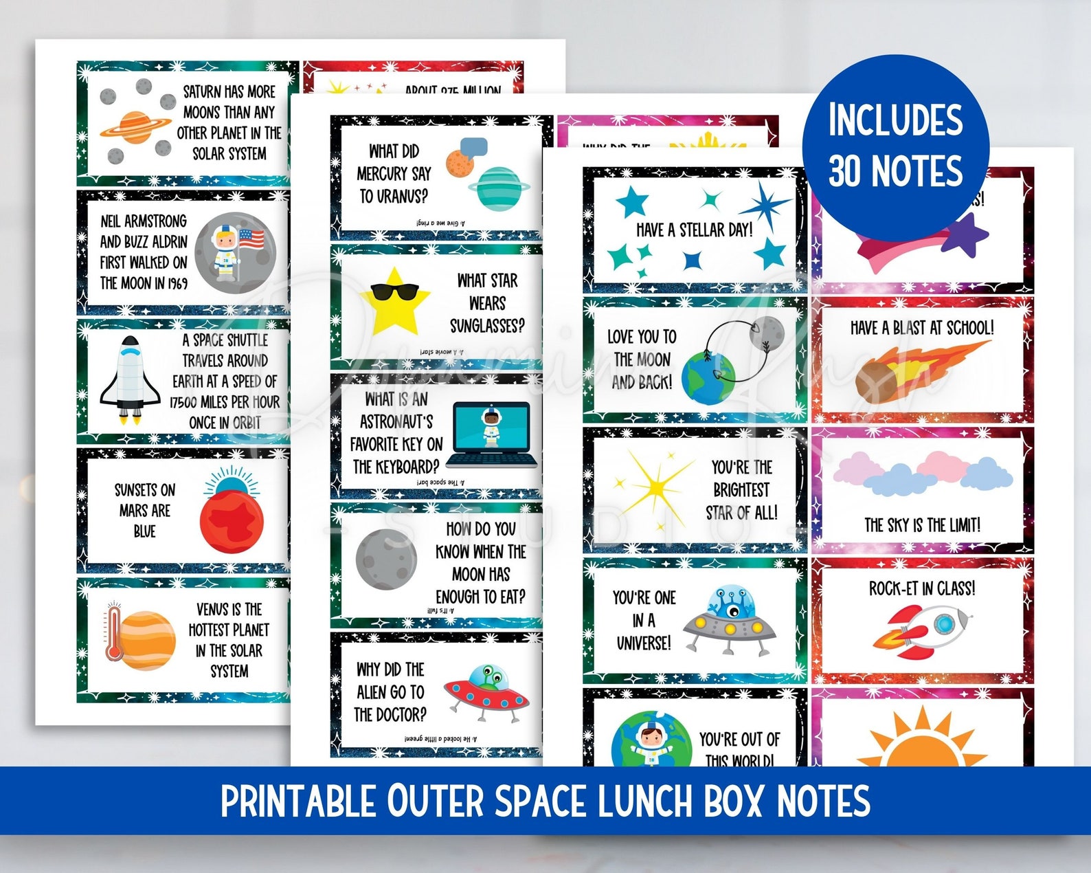 Printable Outer Space Lunch Box Notes, Outer Space Jokes, Facts, and ...