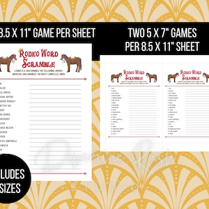 Printable Rodeo Word Scramble, Western-theme Party Games, Kids Rodeo ...