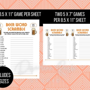 Printable Beer Word Scramble Beer Games Games for Adults - Etsy