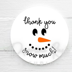 Printable Thank You Snow Much 2” Round Cookie Tags, Christmas Cupcake ...