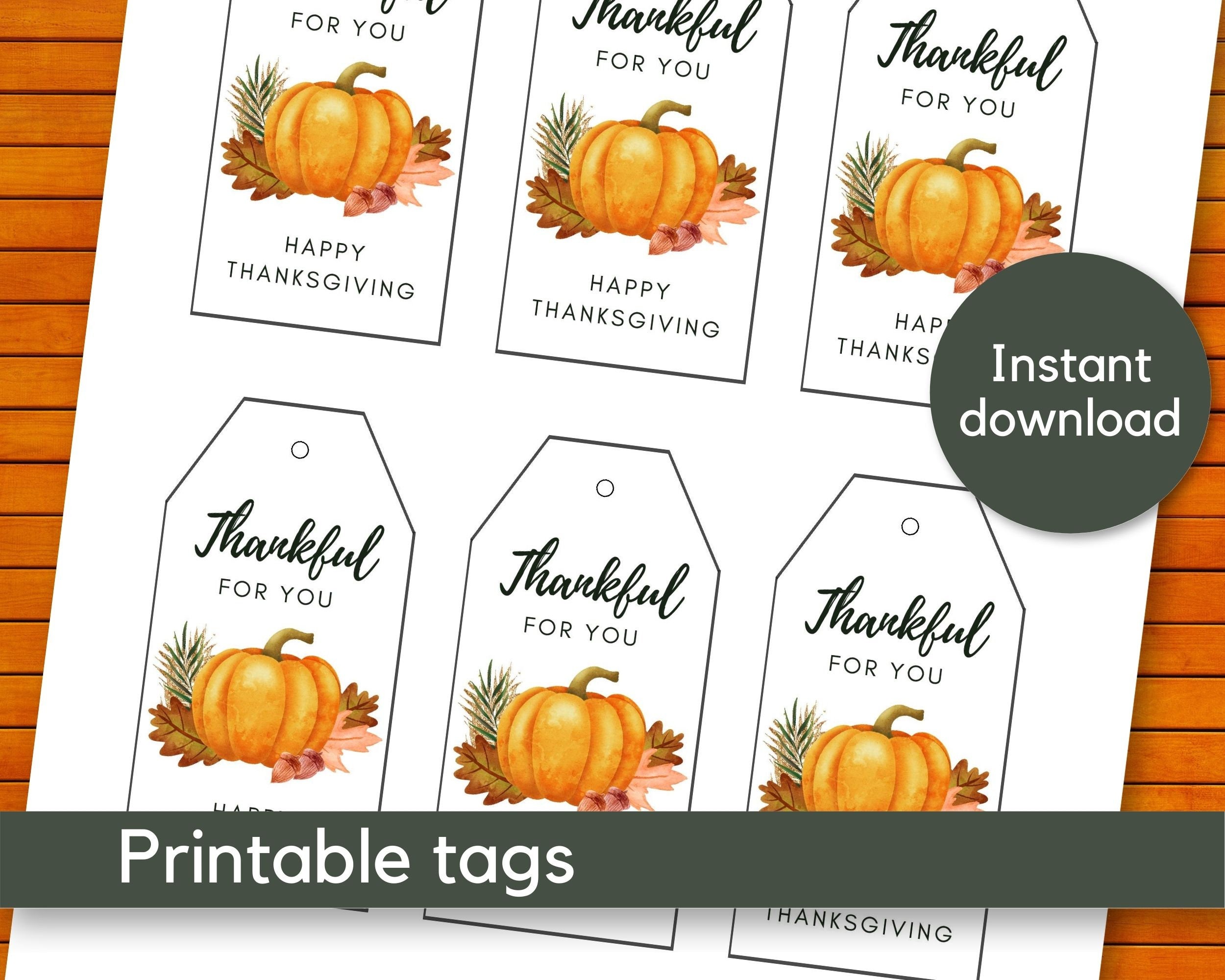 Printable Thanksgiving Gift Tag, Thankful for You Gift Tag, Fall Gift ...