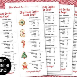 Printable Christmas Cookie Score Card, Christmas Cookie Party ...