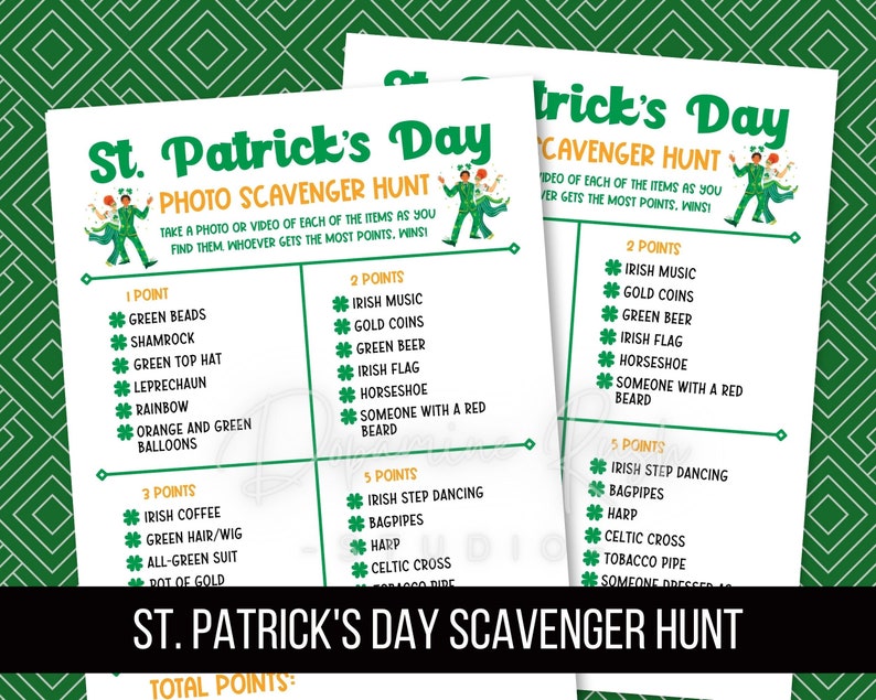 Printable St. Patrick’s Day Scavenger Hunt, St. Patrick’s Day Games ...