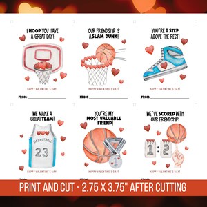 Printable Basketball Valentine 2.75 X 3.75" Cards, Basketball Classroom ...