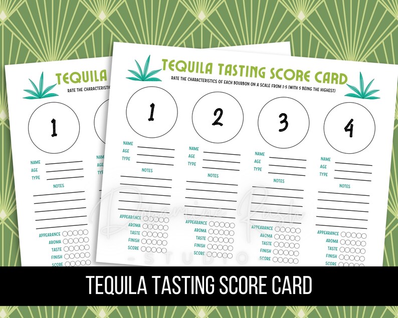 Printable Tequila Tasting Score Card for 4 Tequilas, Tequila Tasting ...