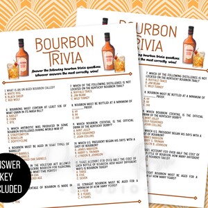 Printable Bourbon Trivia, Bourbon Tasting Games, Whiskey Games, Bourbon ...
