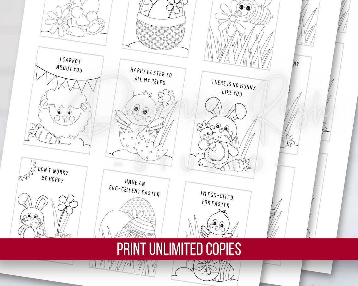 Printable Easter Coloring Cards Kids Easter Coloring | Etsy