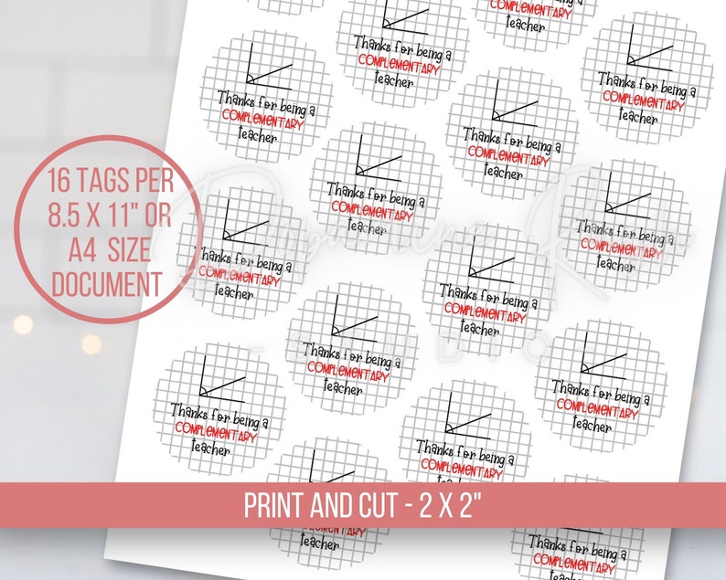 Printable Math Teacher Appreciation Cookie Tags, Thanks for Being a ...