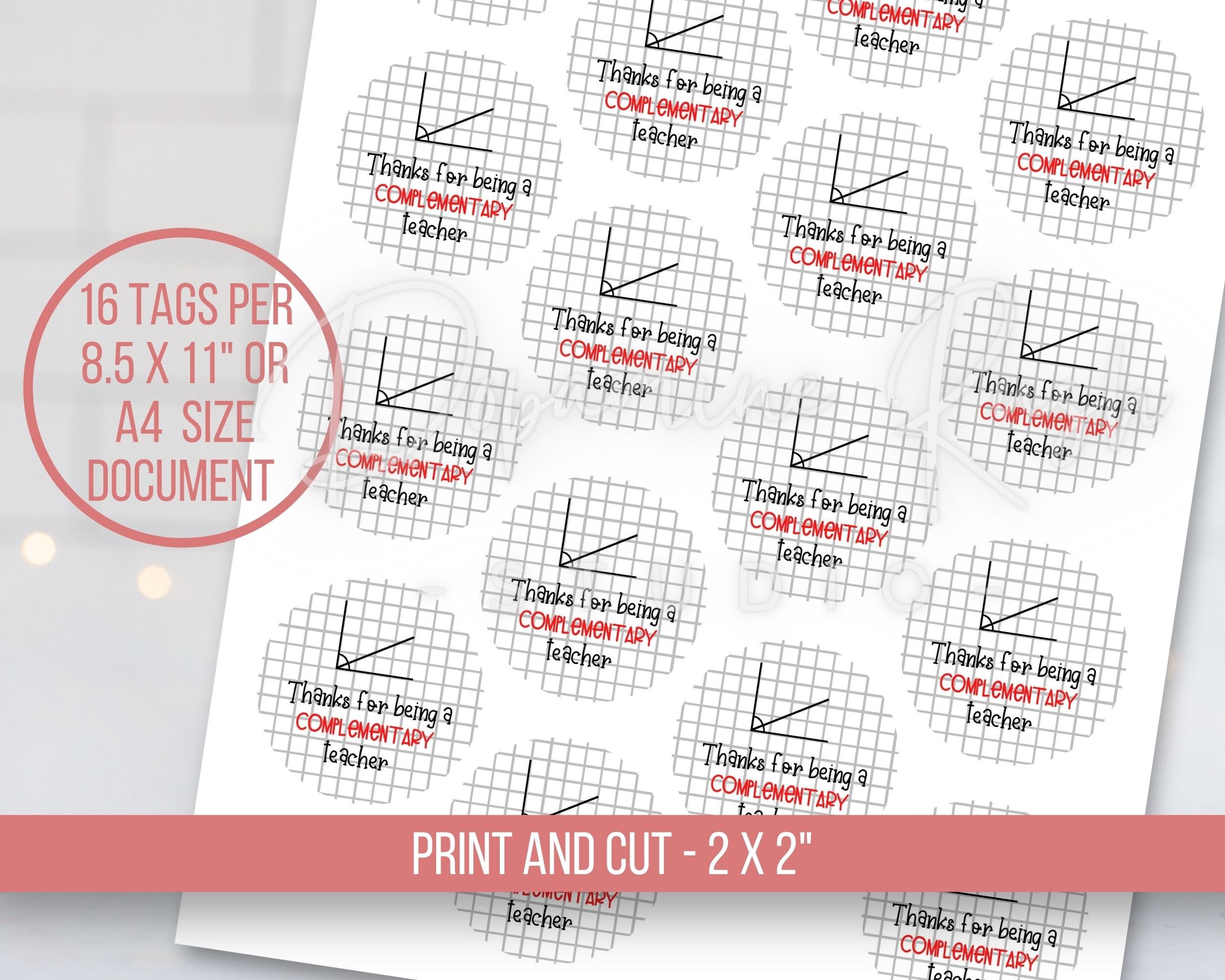 Printable Math Teacher Appreciation Cookie Tags, Thanks for Being a ...