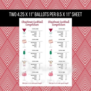 Printable Christmas Cocktail Competition 4.25 X 11” Score Card for 5 ...