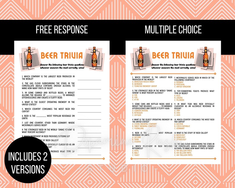 Printable Beer Trivia, Beer Games, Downloadable Beer Games, Bar Trivia ...