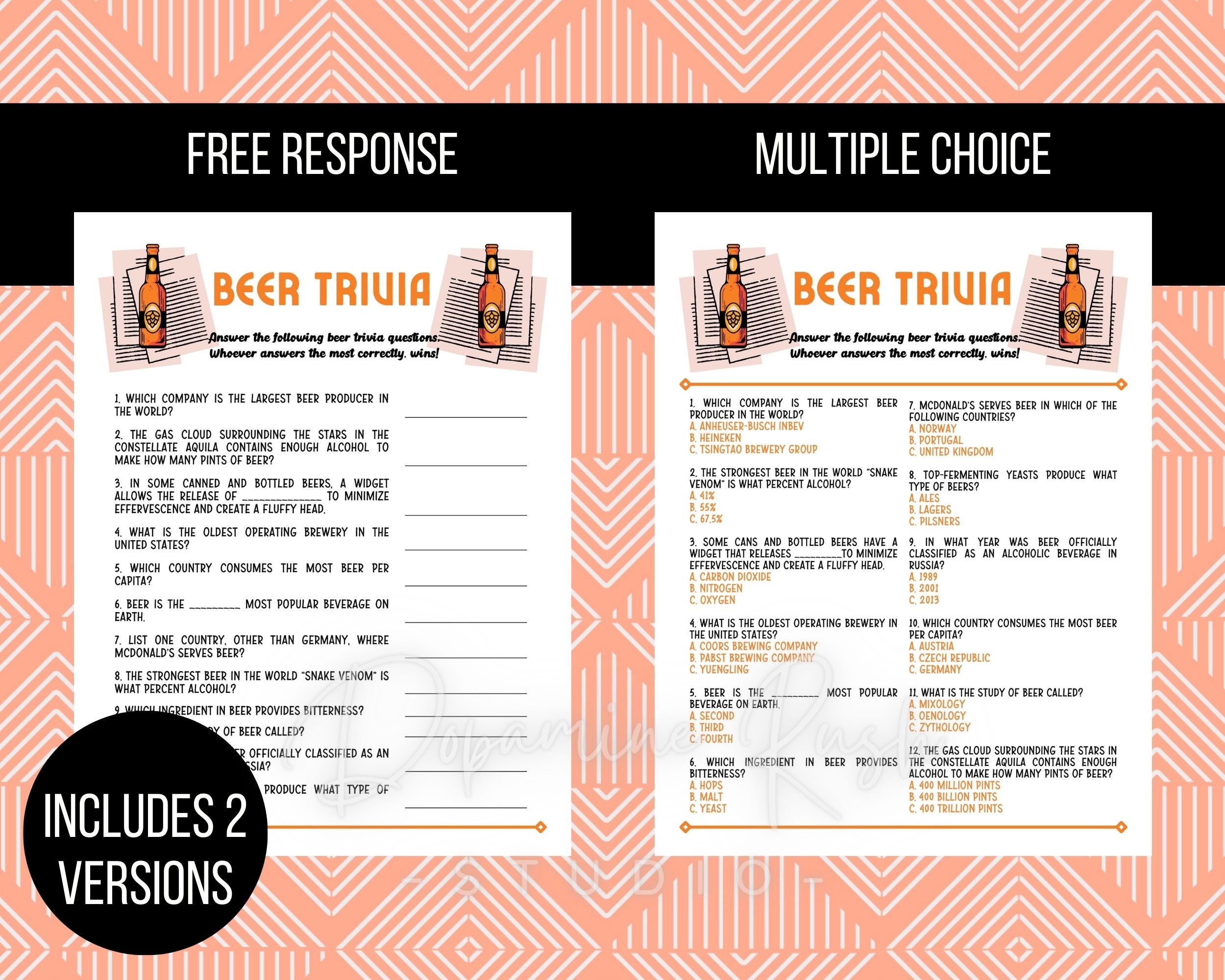 Printable Beer Trivia, Beer Games, Downloadable Beer Games, Bar Trivia ...