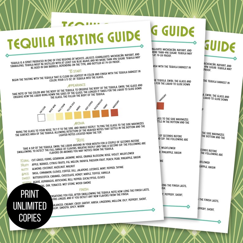 Printable Tequila Tasting Guide, Tequila Tasting Party, Tequila ...