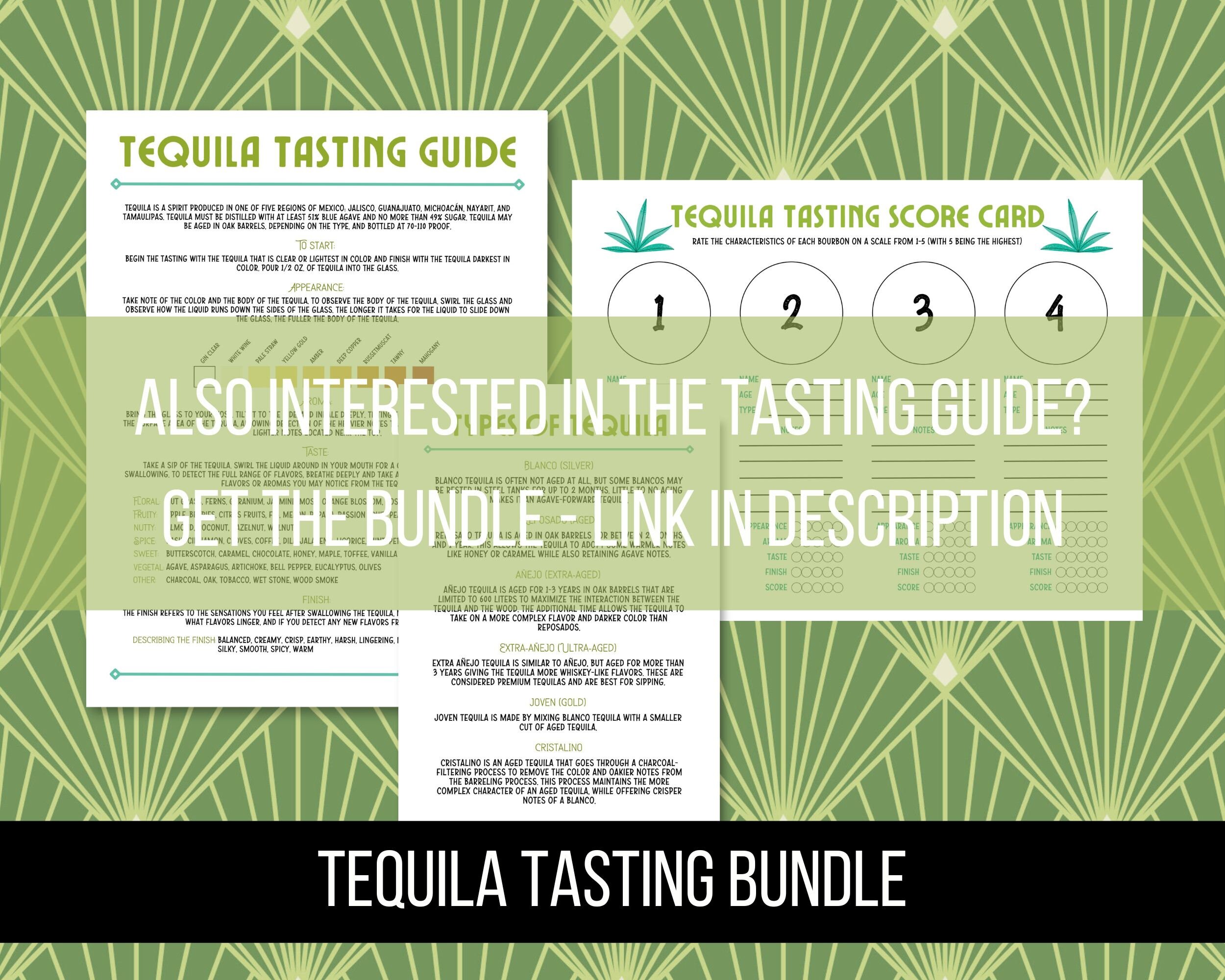 Printable Tequila Tasting Score Card for 4 Tequilas, Tequila Tasting ...