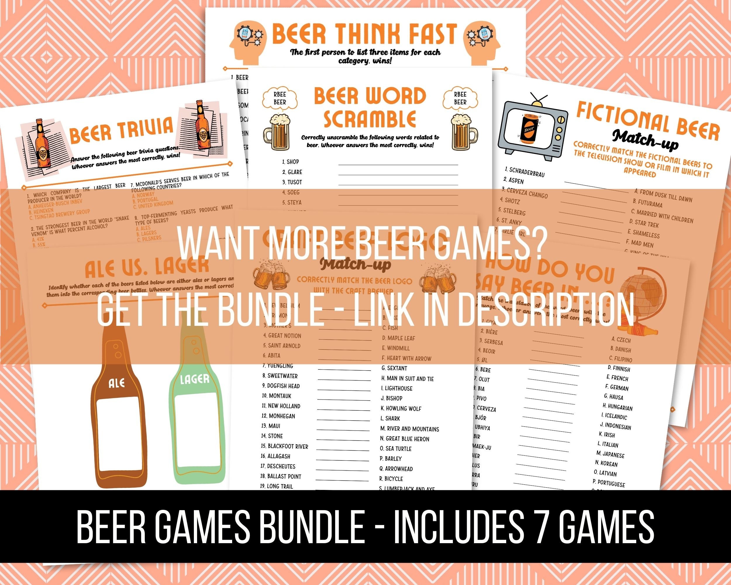 Printable Beer Word Scramble, Beer Games, Games for Adults, Printable ...