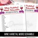 Printable Wine Varietal Word Scramble, Wine Party Games, Printable Wine ...