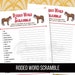 Printable Rodeo Word Scramble, Western-theme Party Games, Kids Rodeo ...