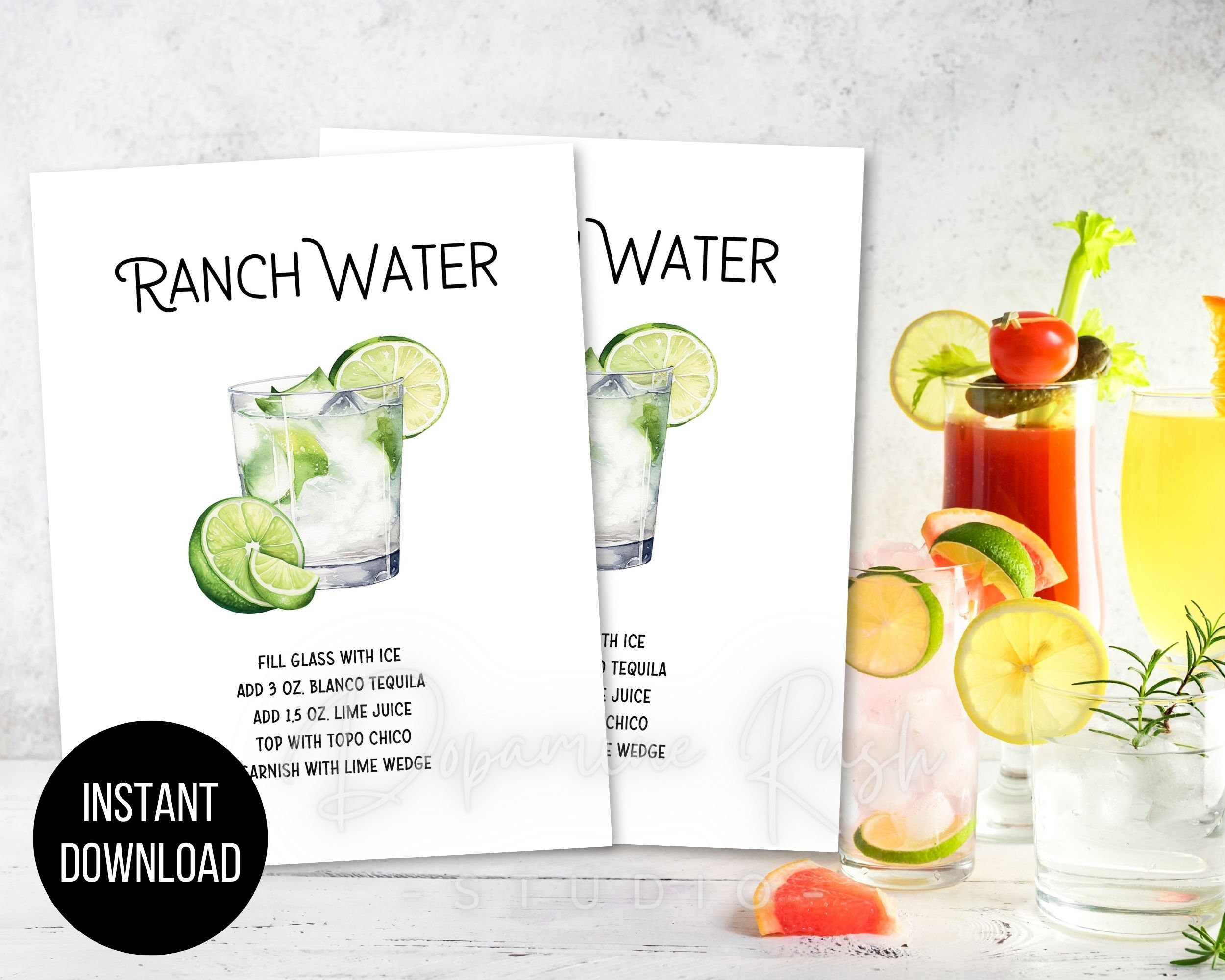 Printable Self-serve Ranch Water Cocktail 8x10” Sign, Ranch Water ...