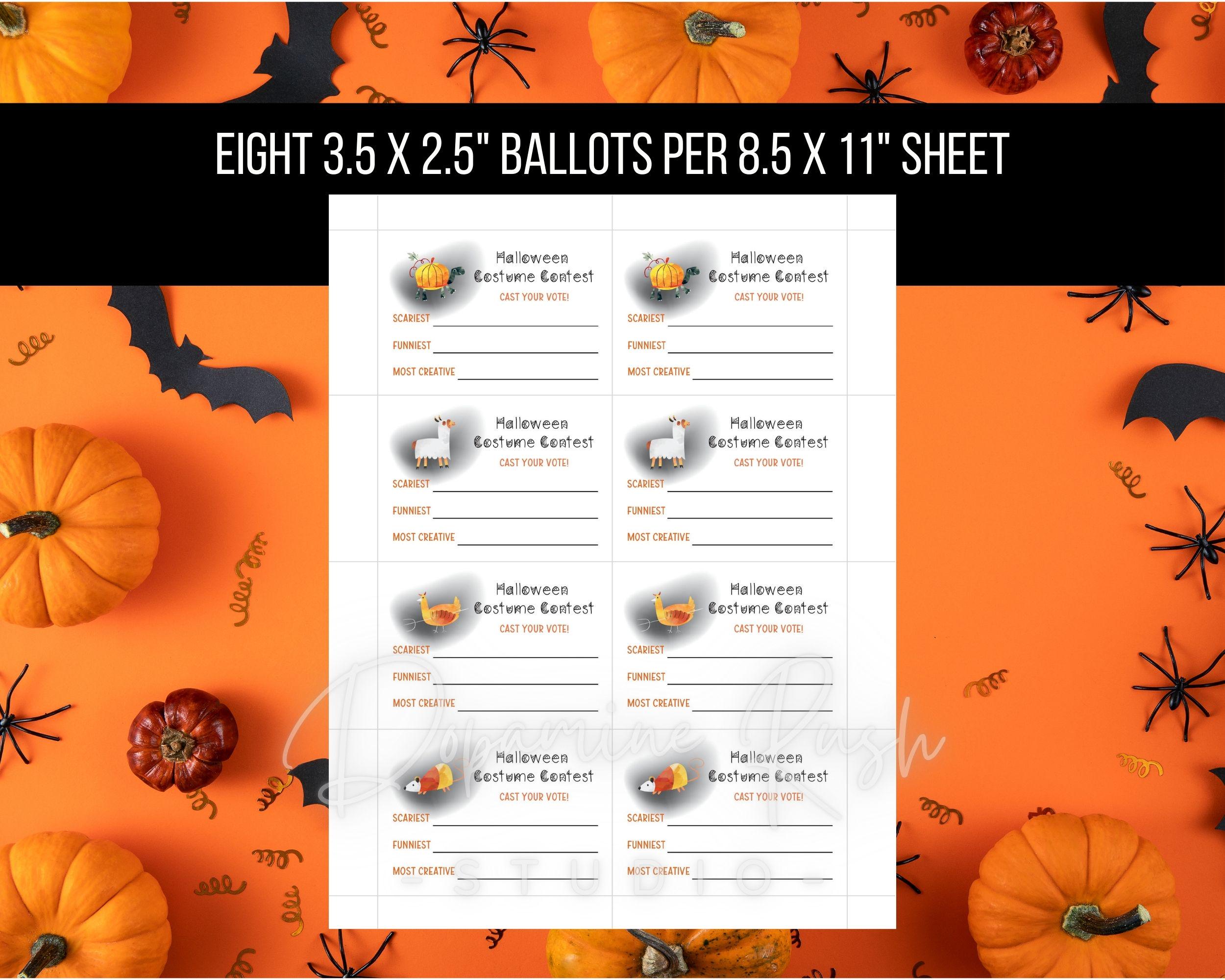 Printable Halloween Costume Contest 3.5 X 2.5” Voting Ballot, Halloween ...