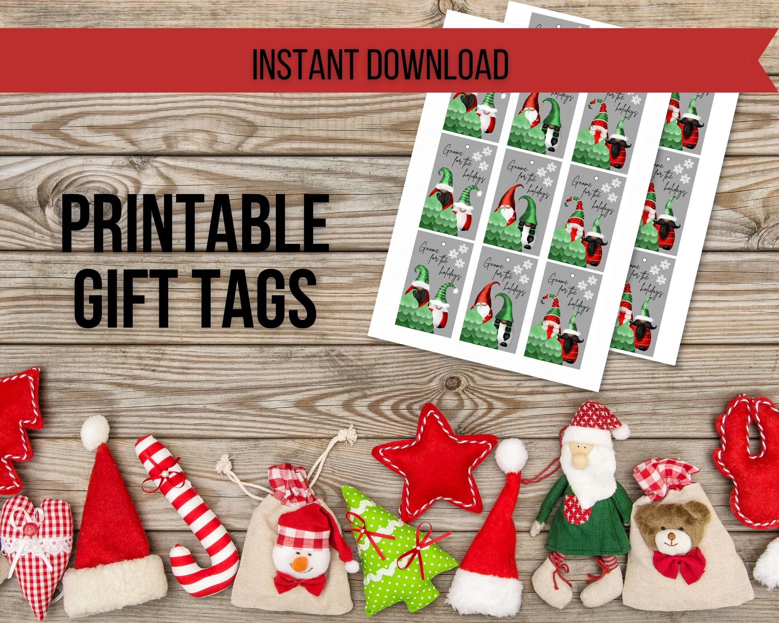 Printable Christmas Gift Tag, Christmas Gnomes Gift Tag, Gnome for the ...