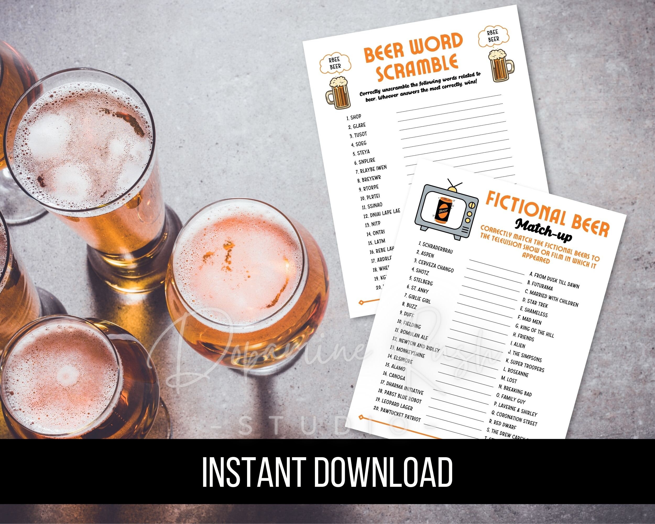 Printable Beer Bundle, Beer and Brewery Games, Downloadable Beer Games ...