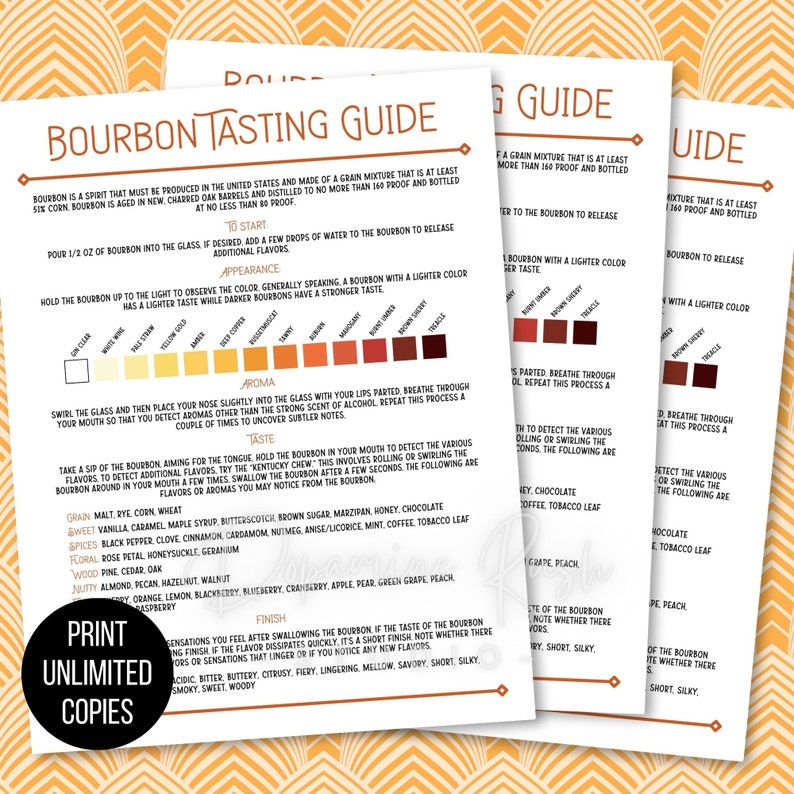Printable Bourbon Tasting Guide, Bourbon Tasting, Bourbon Tasting Party ...