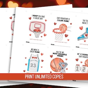 Printable Basketball Valentine 2.75 X 3.75" Cards, Basketball Classroom ...