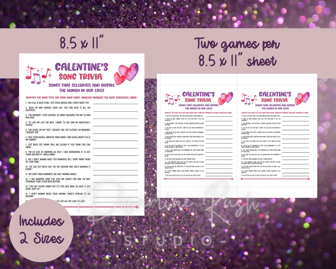 Printable Galentines Song Trivia, ,girls Night in Games, Ladies Night ...
