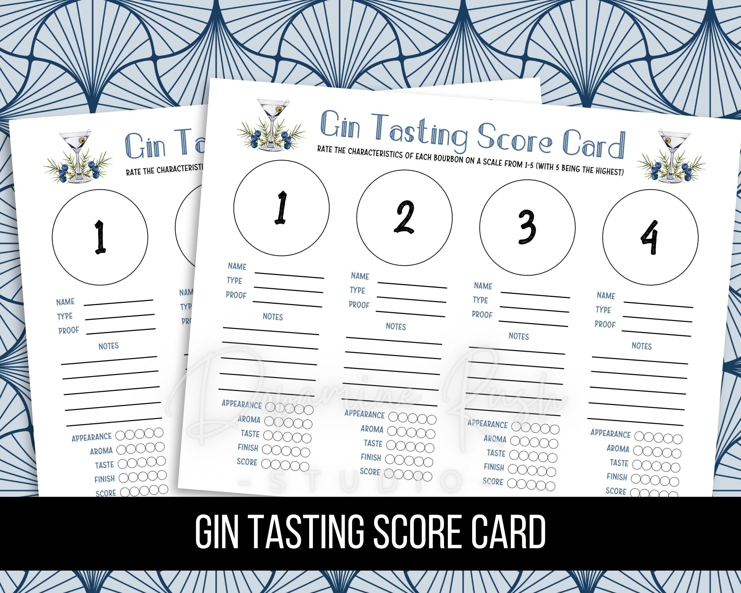 Printable Gin Tasting Score Card Score Card for 4 Gins Gin - Etsy