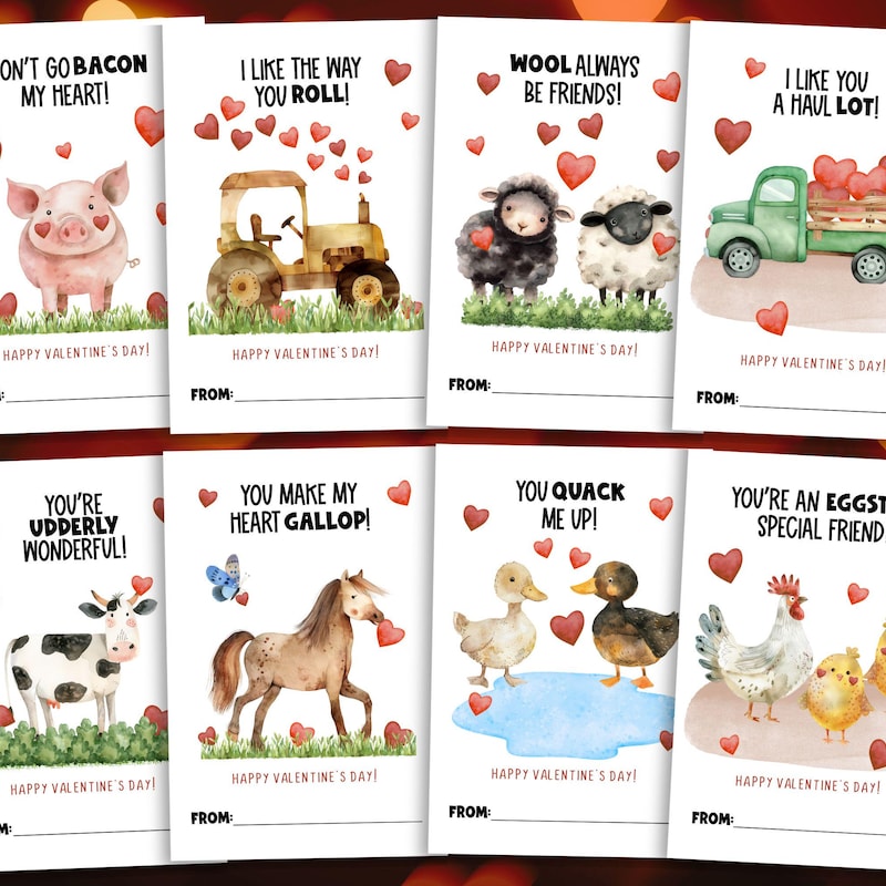 Farm Valentines - Etsy
