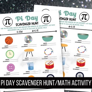 Printable Pi Day Scavenger Hunt and Math Activity, Printable Pi Day ...
