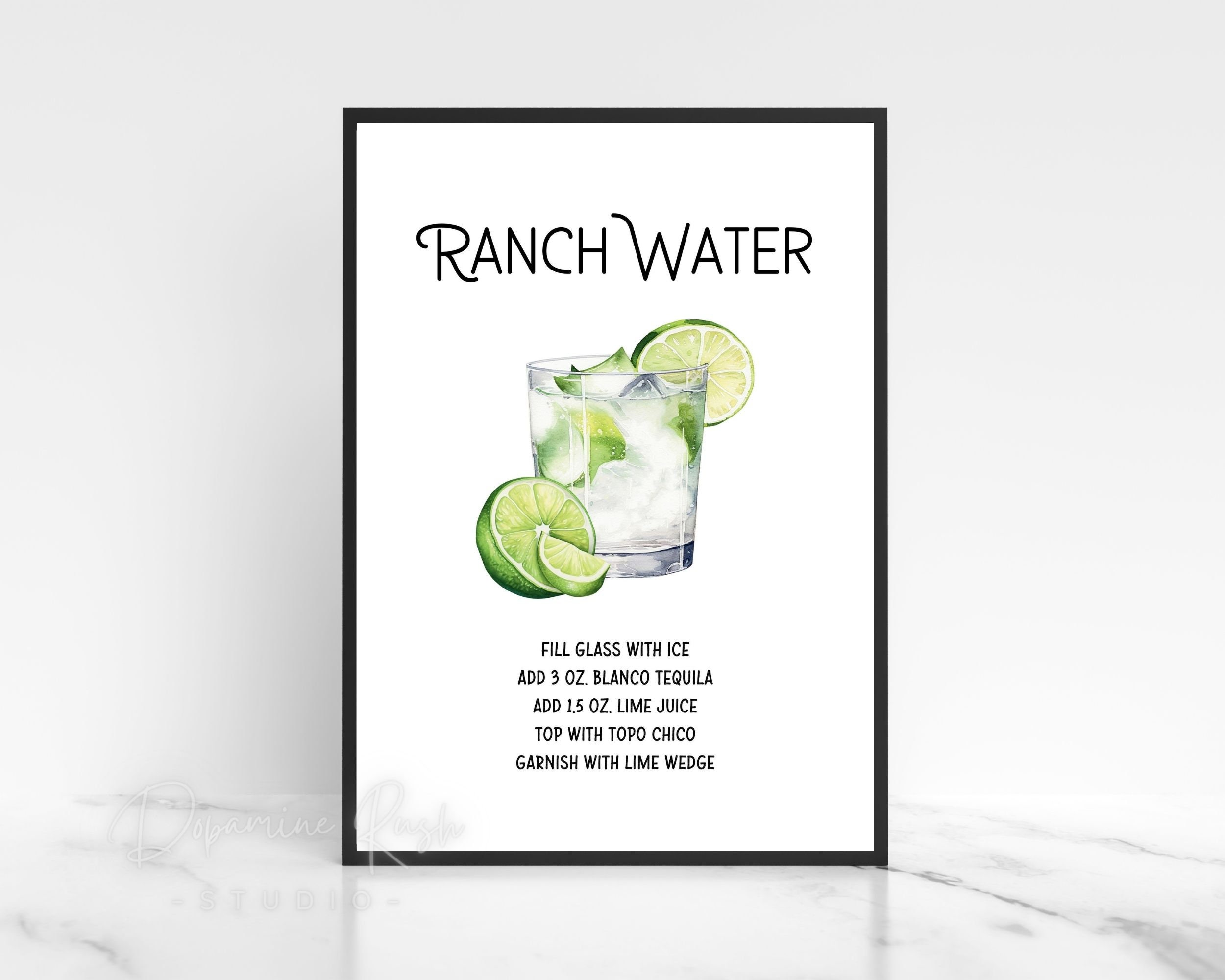 Printable Self-serve Ranch Water Cocktail 8x10” Sign, Ranch Water ...