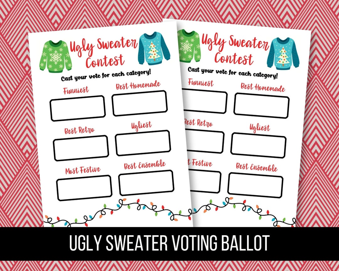 Printable Ugly Sweater Contest 5 X 7" Voting Ballot, Ugly Sweater ...
