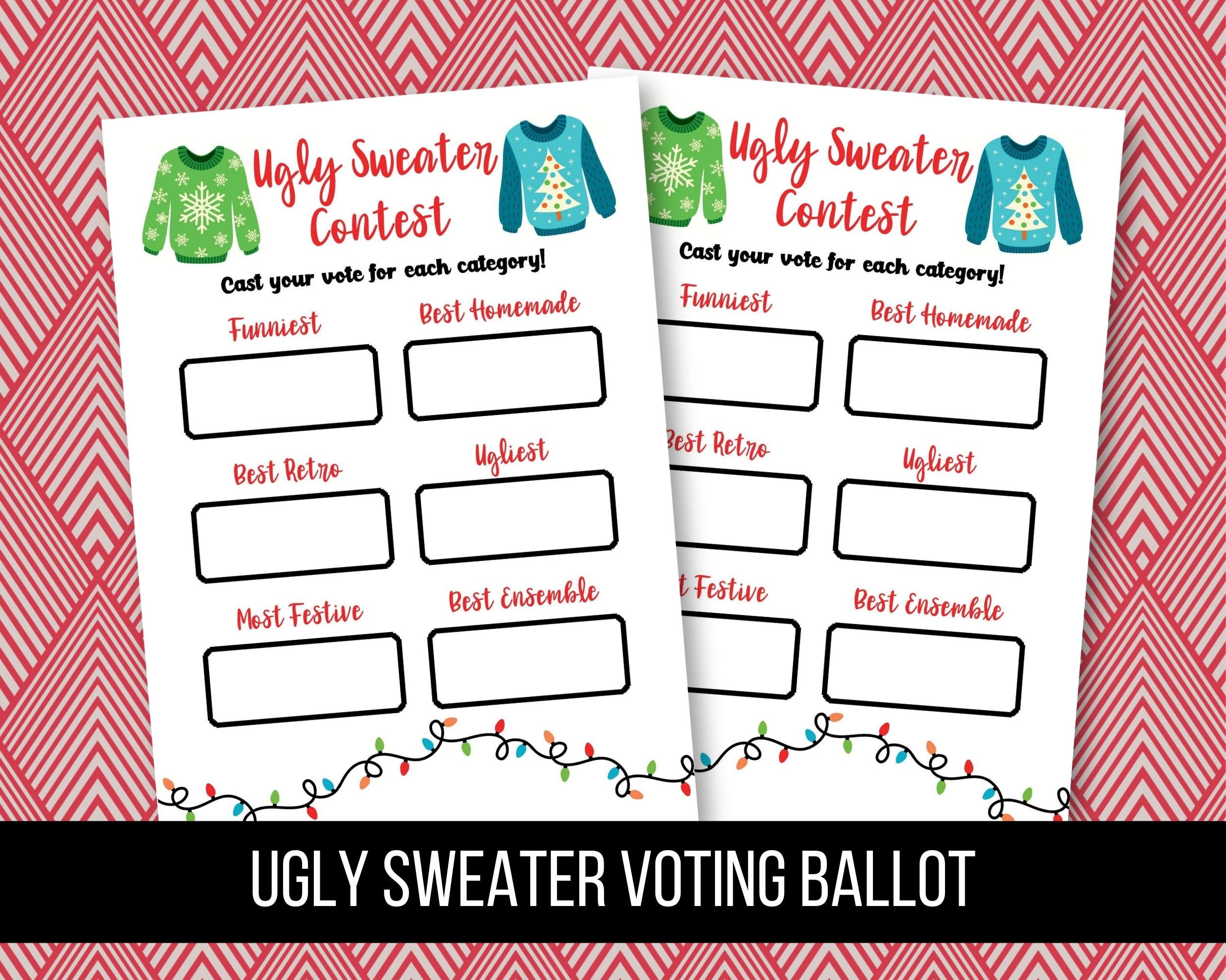 Printable Ugly Sweater Contest 5 X 7" Voting Ballot, Ugly Sweater ...