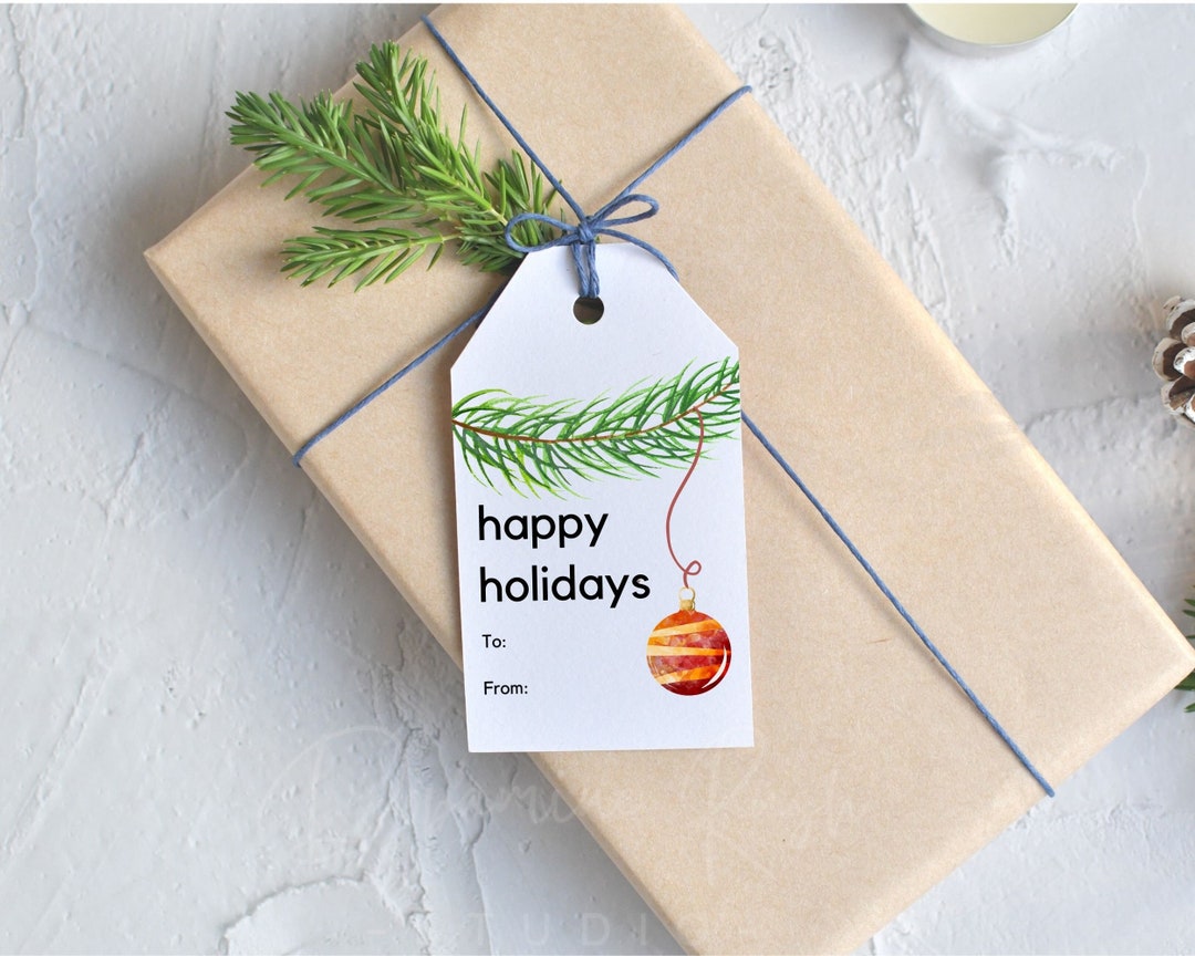 Printable Happy Holidays Gift Tag, Printable Christmas Gift Tag ...